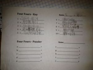 Four Fours Problem Puzzler/Game | I Speak Math