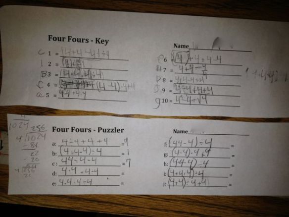 Four Fours Problem Puzzler/Game | I Speak Math