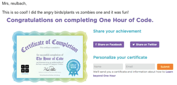 Participate in the “Hour of Code” for Computer Science Education Week ...