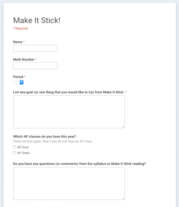 First Day with Make It Stick, Jo Boaler, and Plickers | I Speak Math
