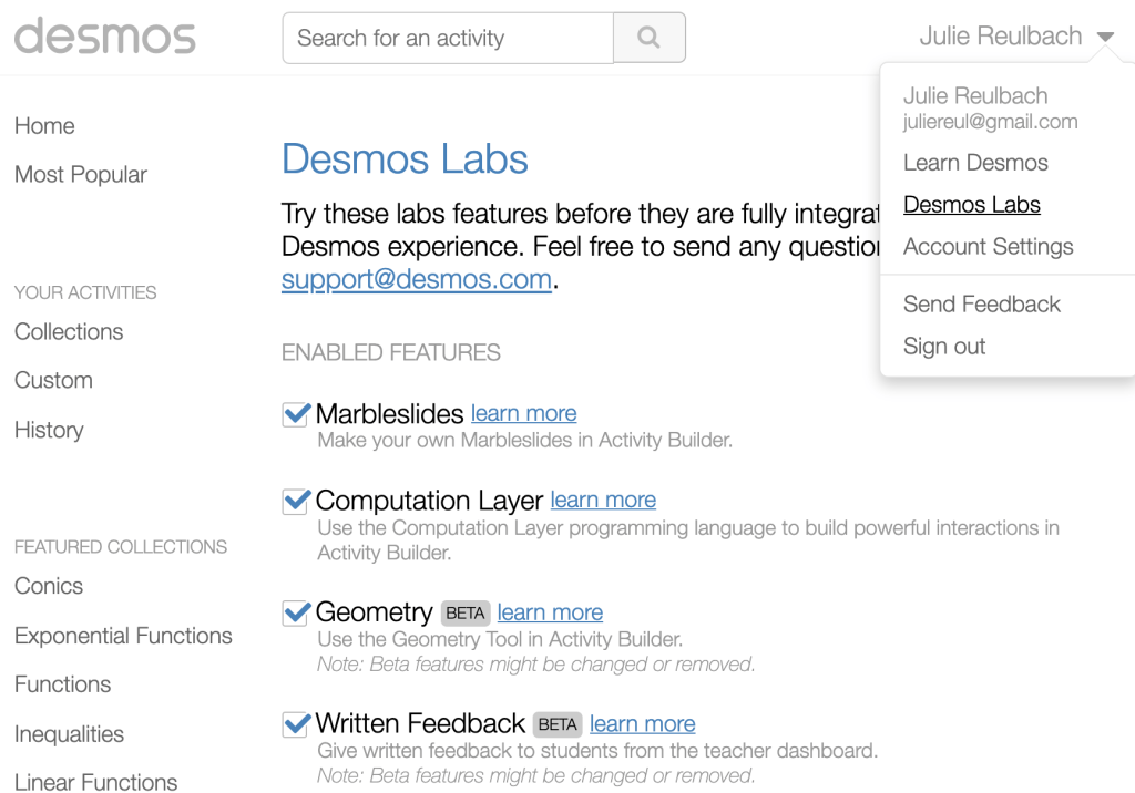 Feedback INSIDE Desmos! | I Speak Math