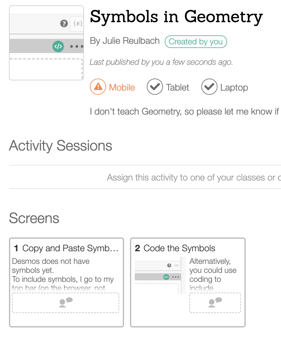 Geometry Symbols in Desmos? | I Speak Math